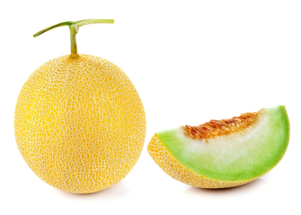 Su Damlası Üzerinde Kavun Parçası: Beyaz Arka Planda Taze Cantaloupe ...